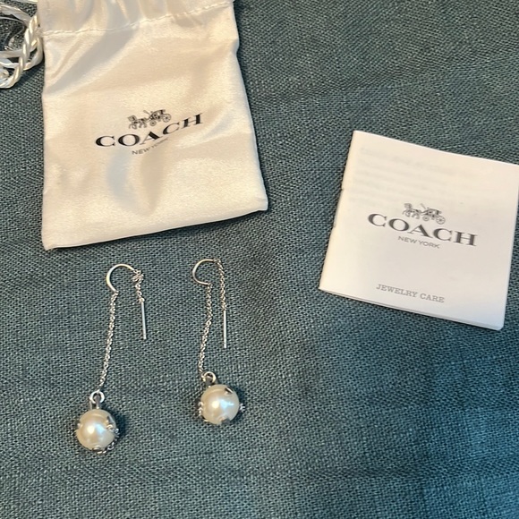 Coach | Jewelry | Coach Pearl Earrings With Dustbag And Card | Poshmark